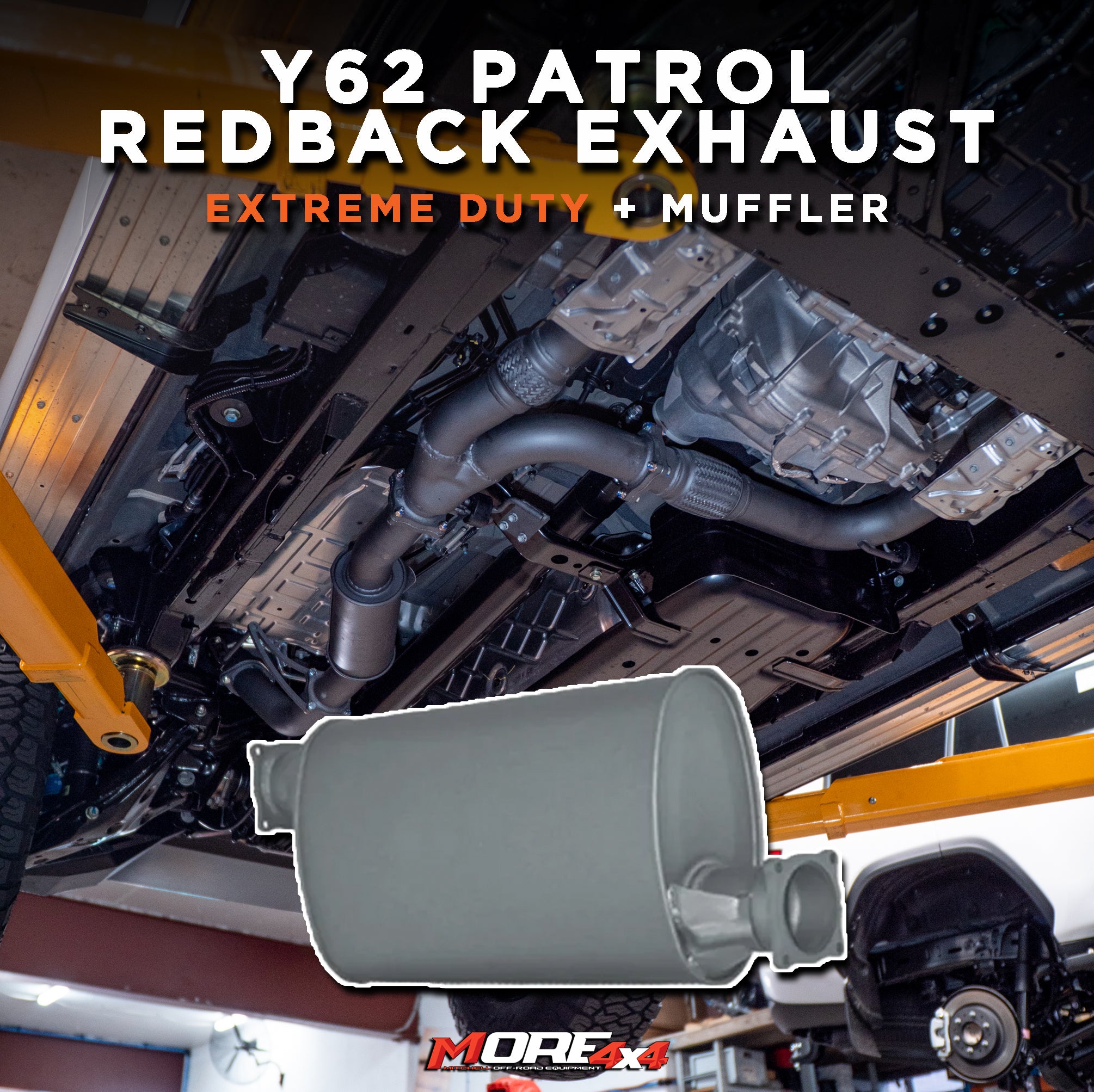 REDBACK EXHAUST - Twin 3” into Single 3” with MUFFLER - Y62 PATROL ...