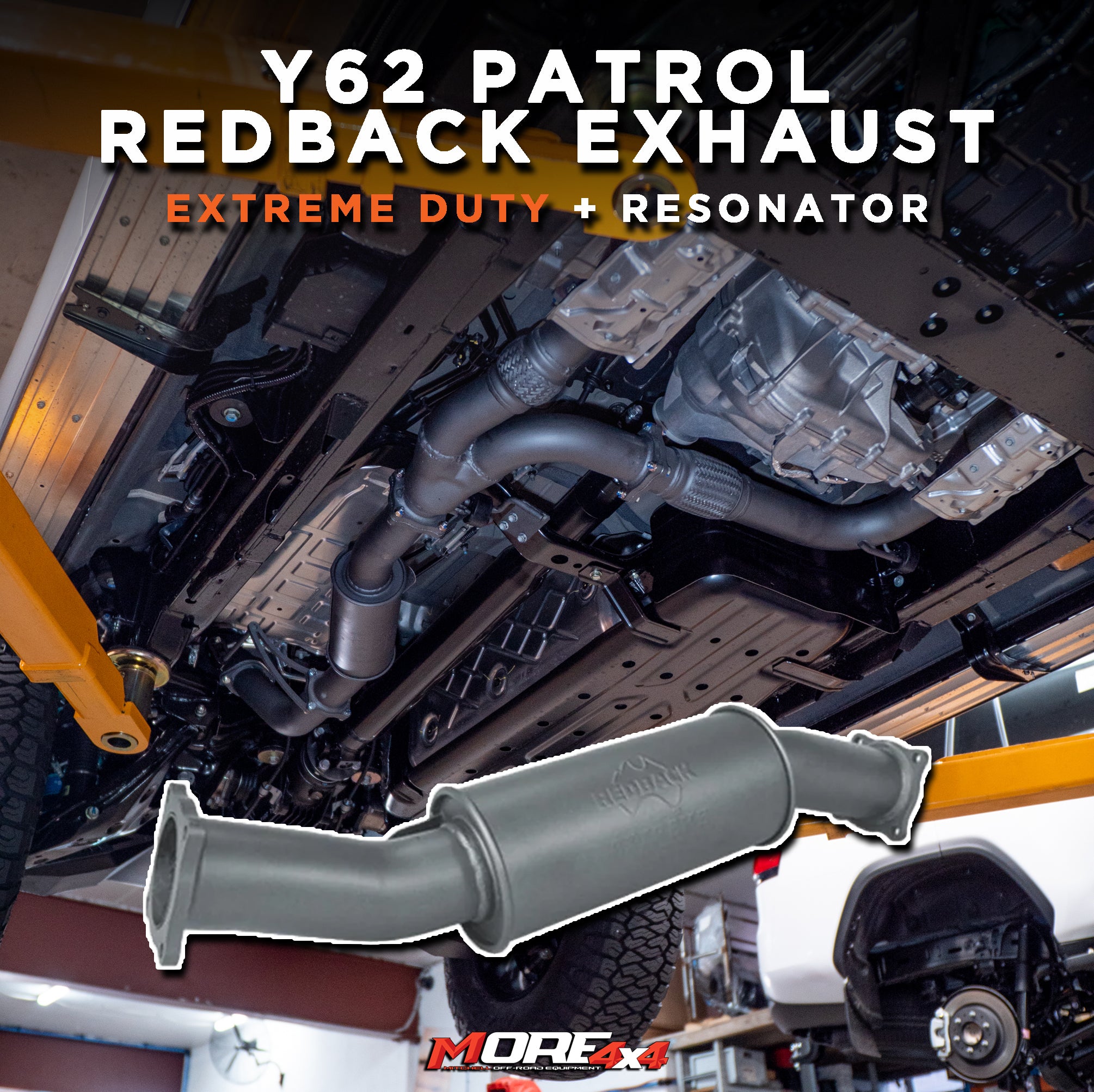 REDBACK EXHAUST - Twin 3” into Single 3” with RESONATOR - Y62 PATROL ...